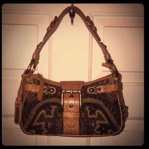 Isabella Fiore | Bags | Isabella Fiore Tapestry Sequin Leather Handbag ...